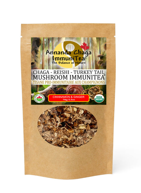 Chaga, Reishi, Turkey Tail Tea - Cinnamon Ginger | Annanda Chaga